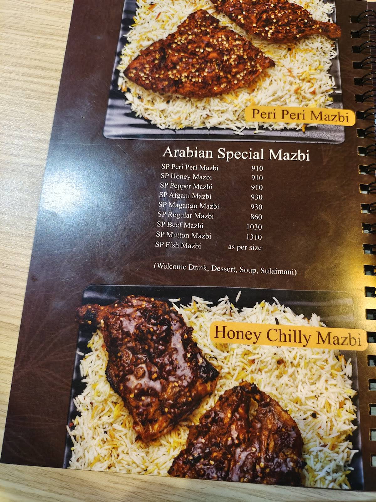 Menu at Arabian majlis, Perintalmanna