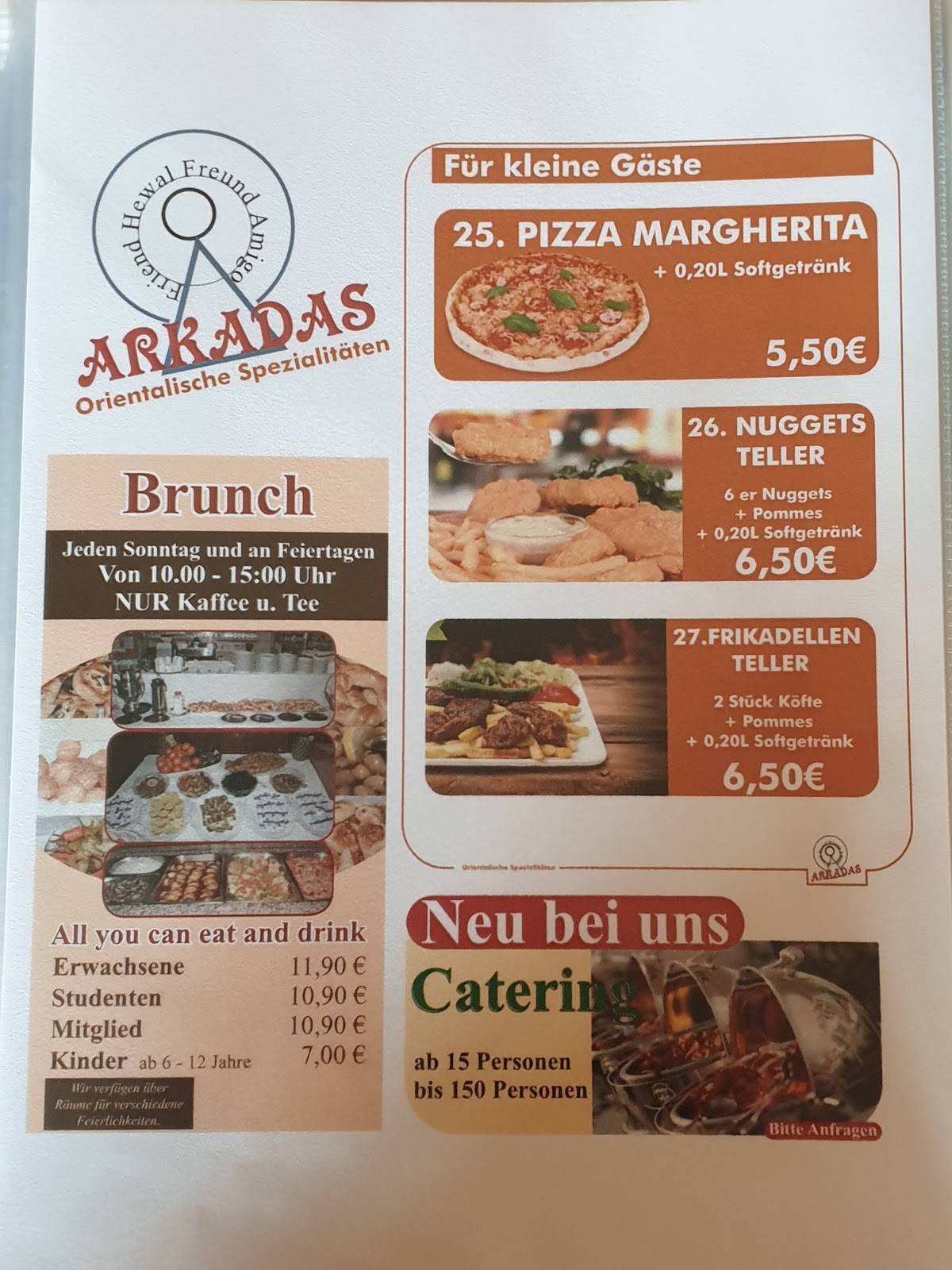 Speisekarte von Arkadas restaurant, Kassel
