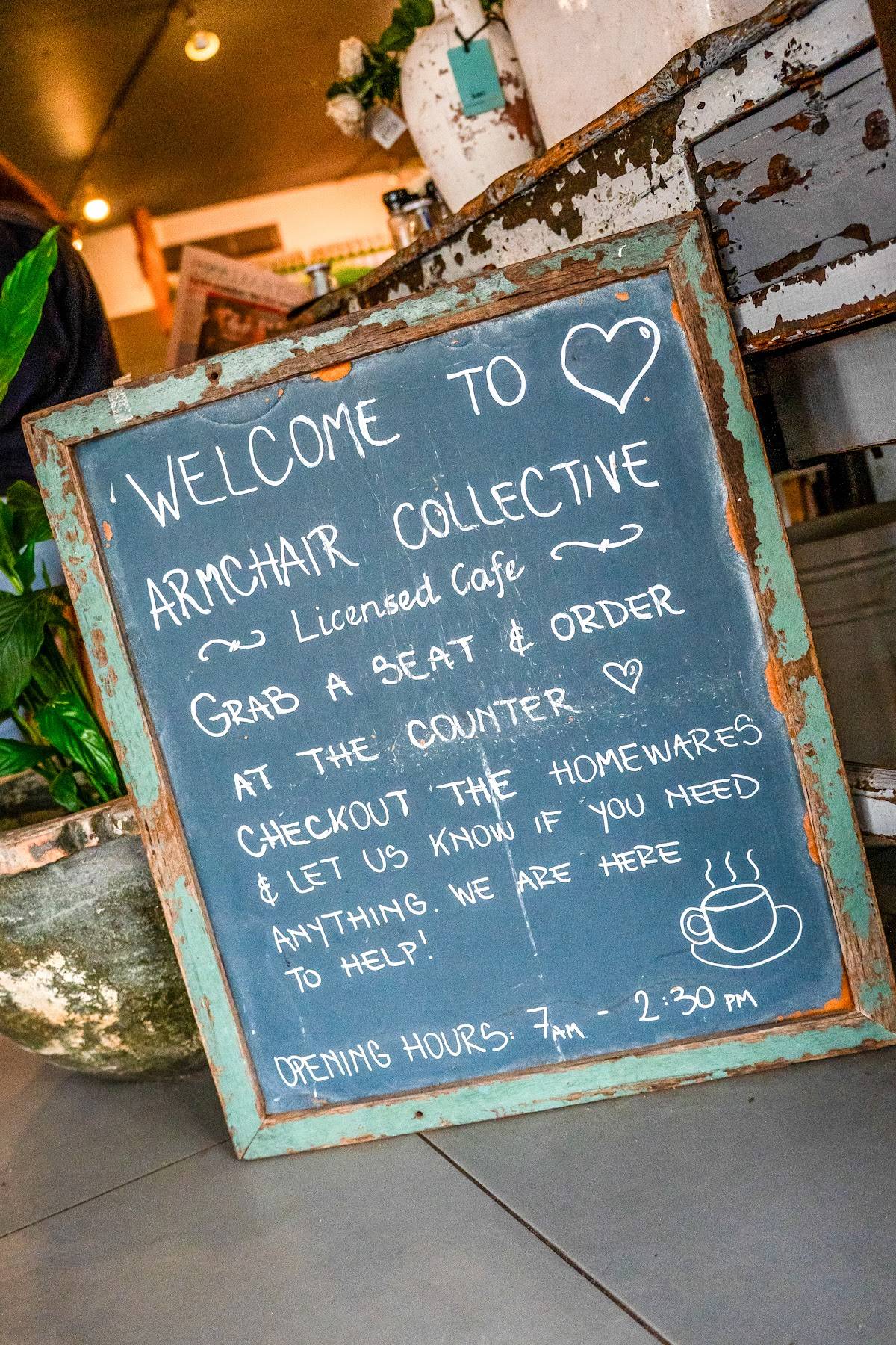 Menu at Armchair Collective restaurant, Mona Vale