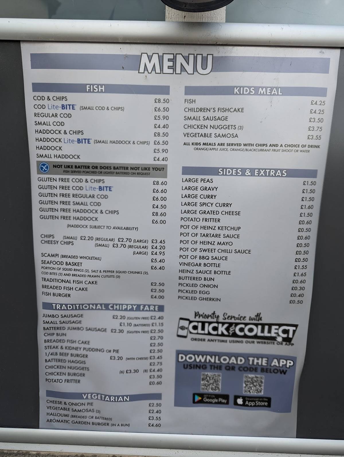 Menu at Arnside Chip Shop fast food, Arnside, 1 The Promenade