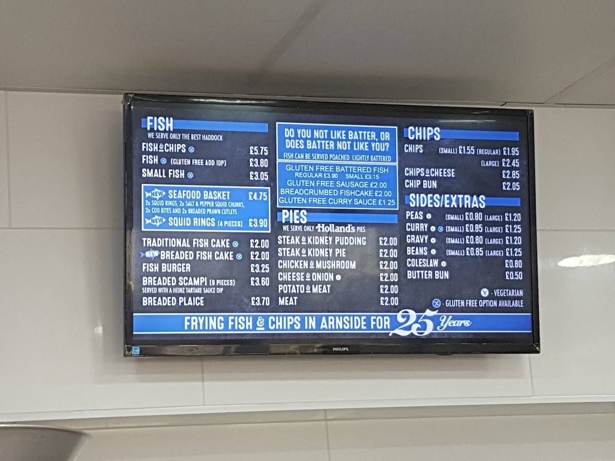 Menu at Arnside Chip Shop fast food, Arnside, 1 The Promenade