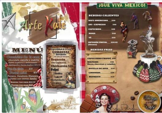 Menu at Arte Kafé pub & bar, Zapopan