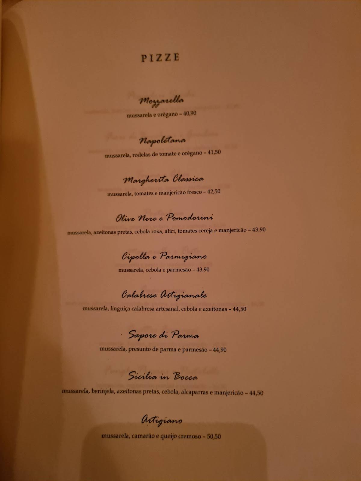 Menu em Artigiano Ristorante restaurante, Rio de Janeiro