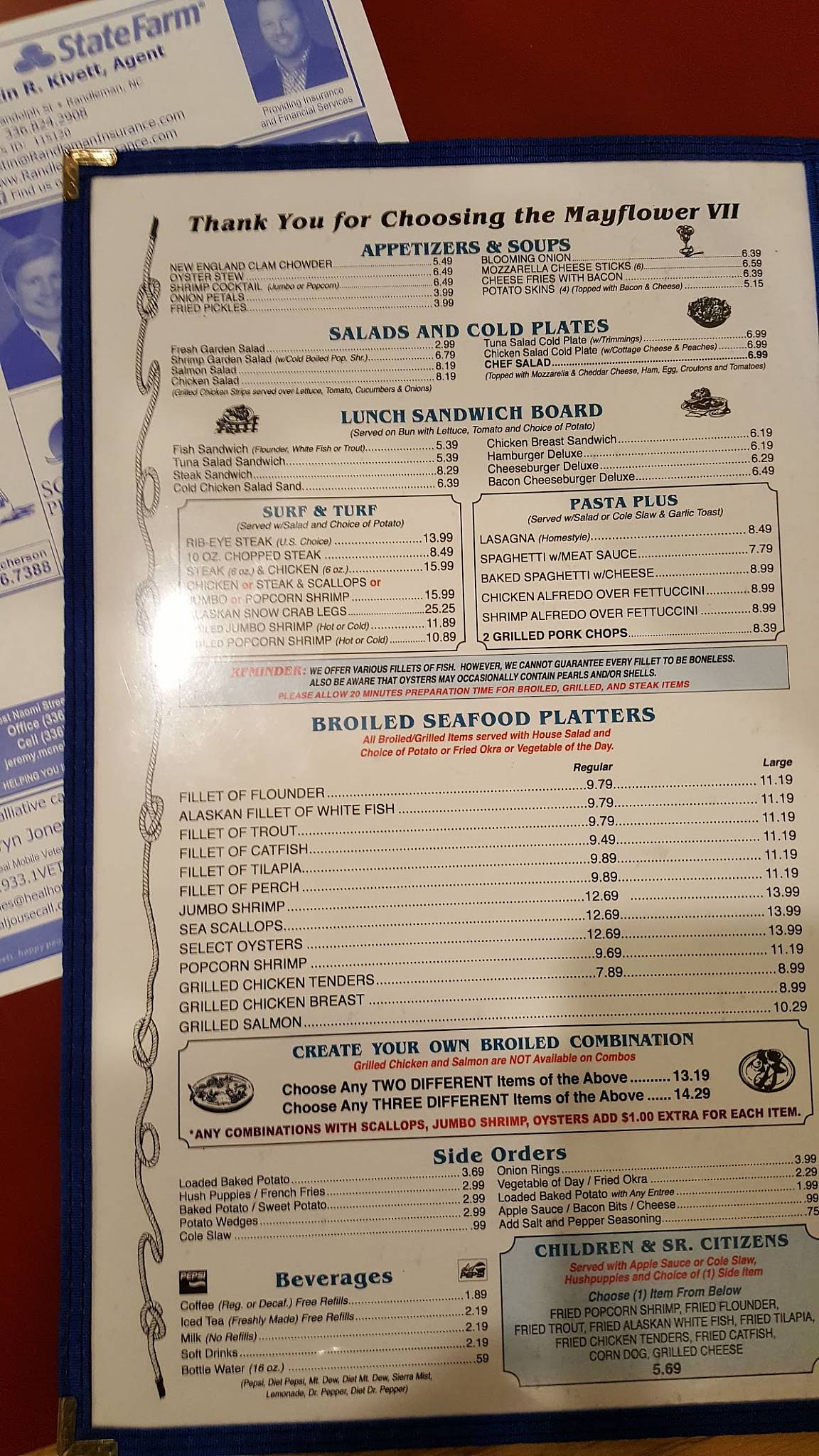 Menu at Mayflower Seafood Restaurant, Asheboro, N Fayetteville St