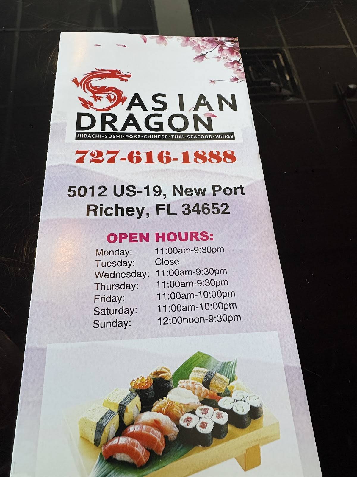 Menu at Asian Dragon restaurant, New Port Richey