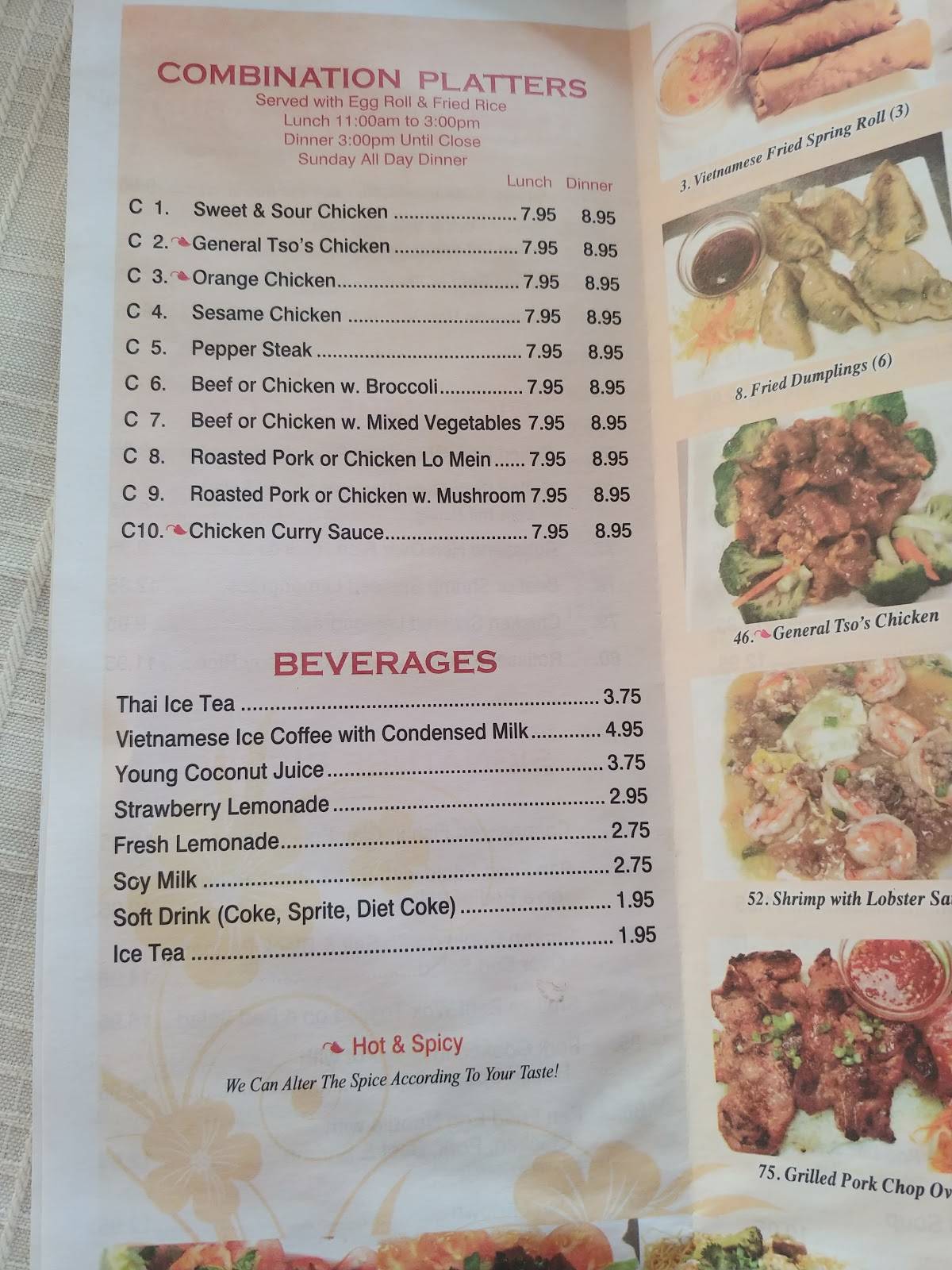 Menu at Asian House Chinese & Vietnamese Restaurant, South Pasadena ...