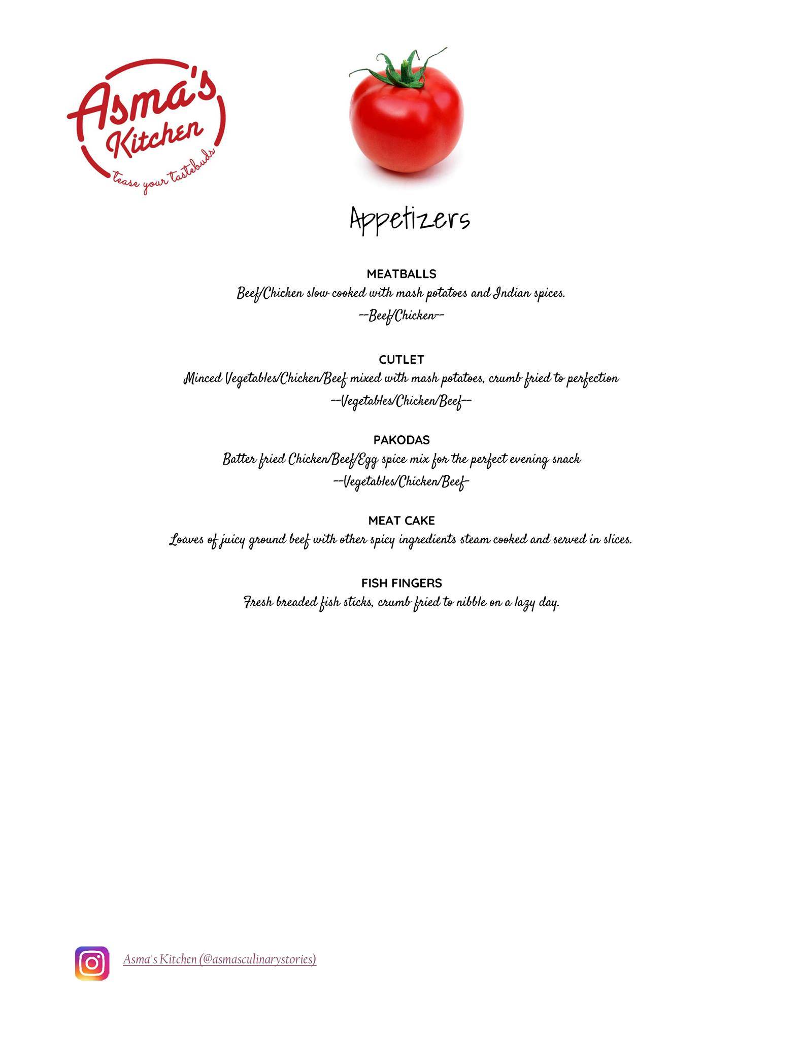 Menu at Asma's Kitchen, Wadakkanchery, Vazhani Rd