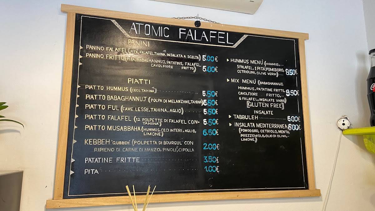 Menu at Atomic Falafel restaurant, Florence