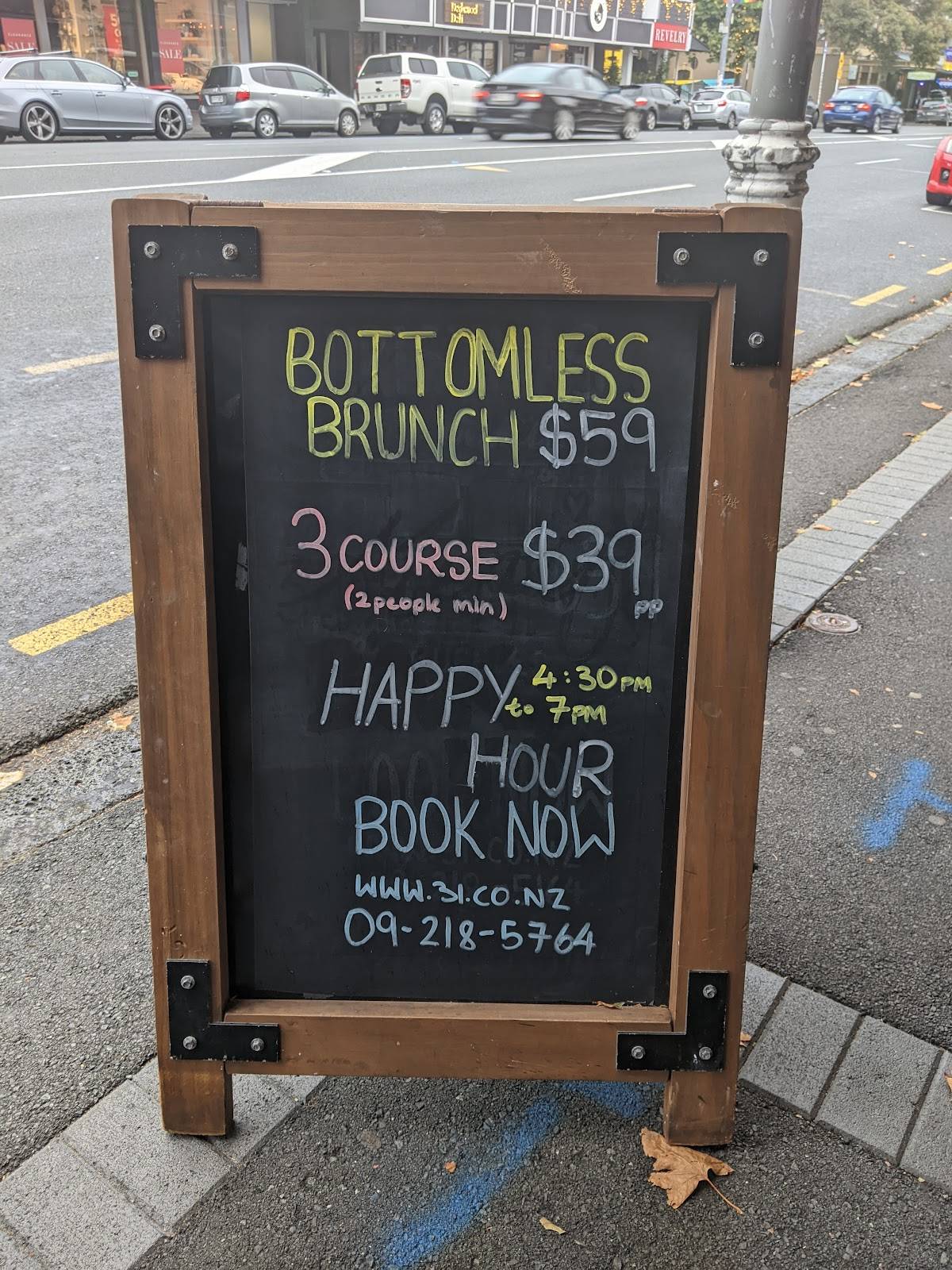 Carta del restaurante Thirty One, Auckland