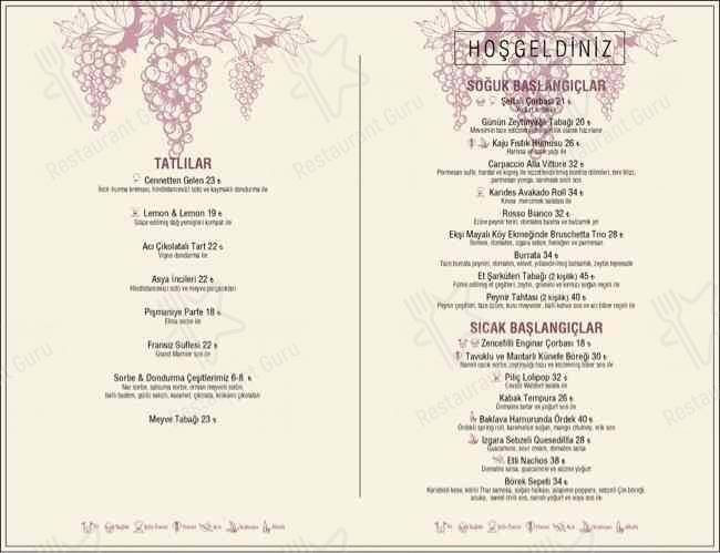 Menu at Avlu, Istanbul, Yenikoy Mahallesi