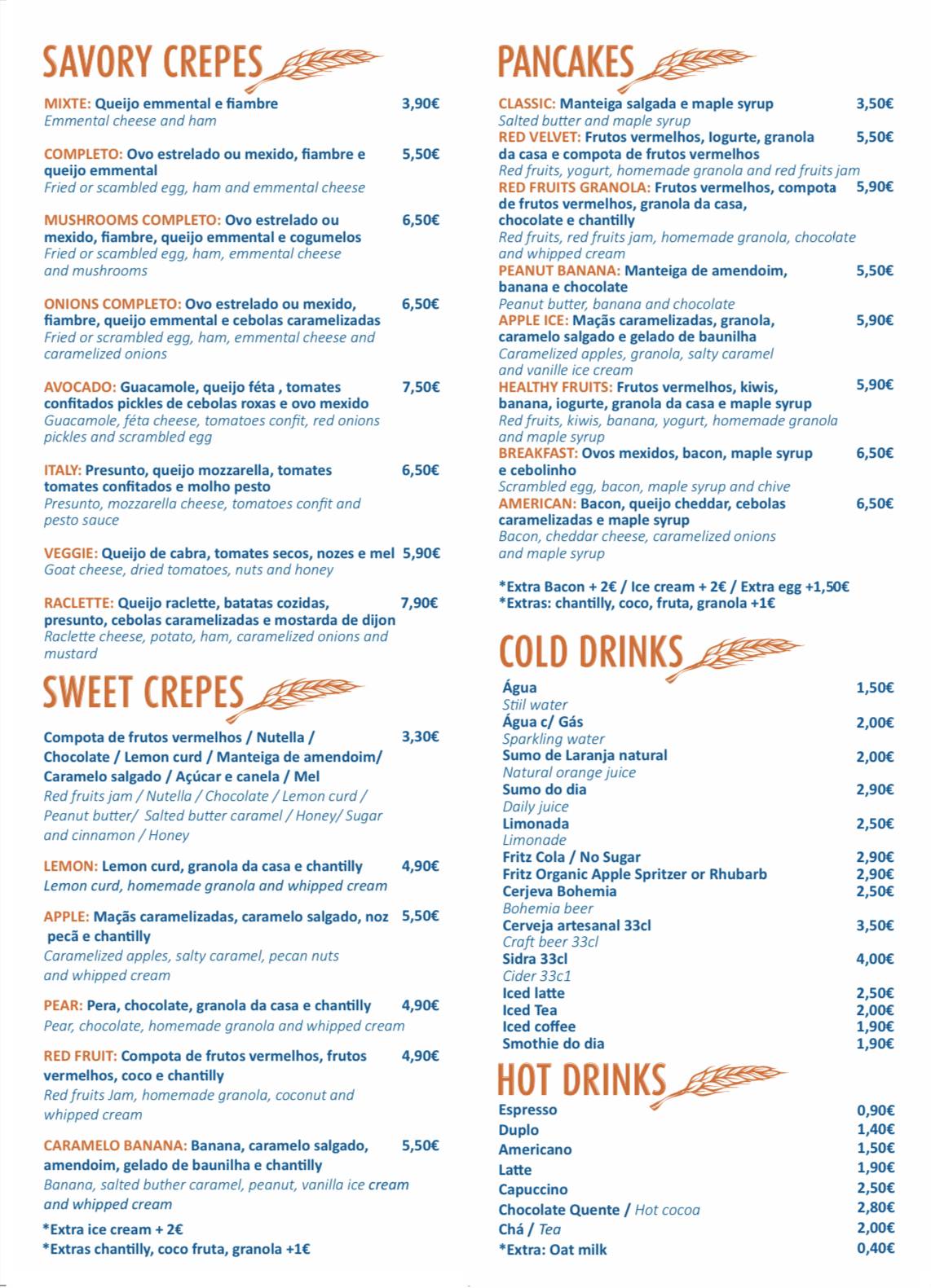 Menu em Bécot Creperia restaurante, Lisboa
