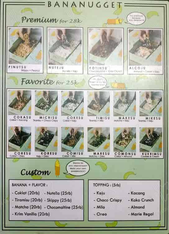 Menu at BANANUGGET desserts, East Jakarta, QW4M+MP7