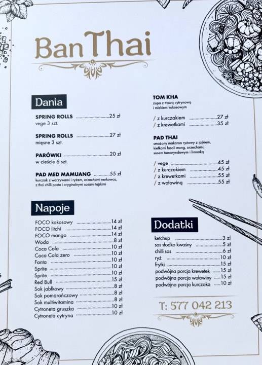 Menu at BANTHAI Oryginalna Kuchnia Tajska restaurant, Dębki