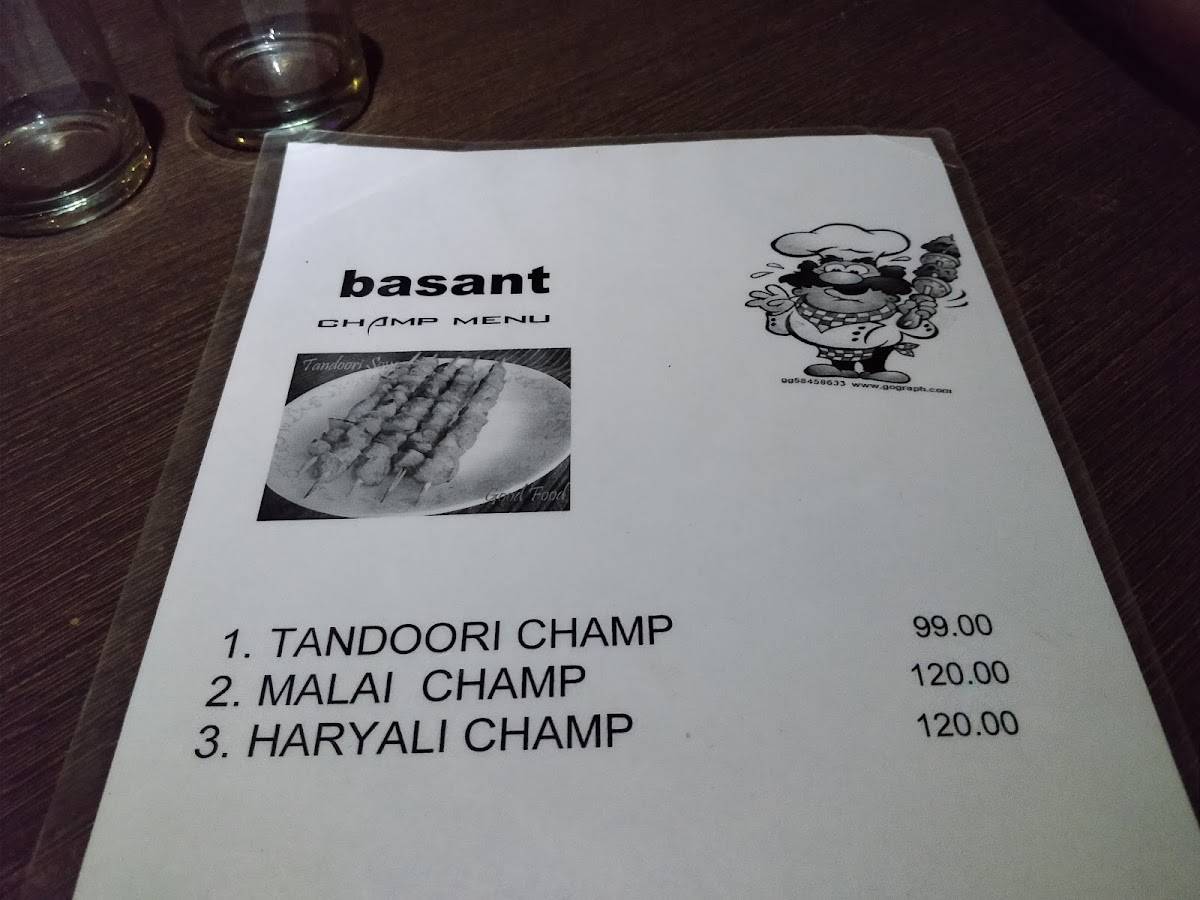 Menu at BASANT RESTAURANT, Kapurthala