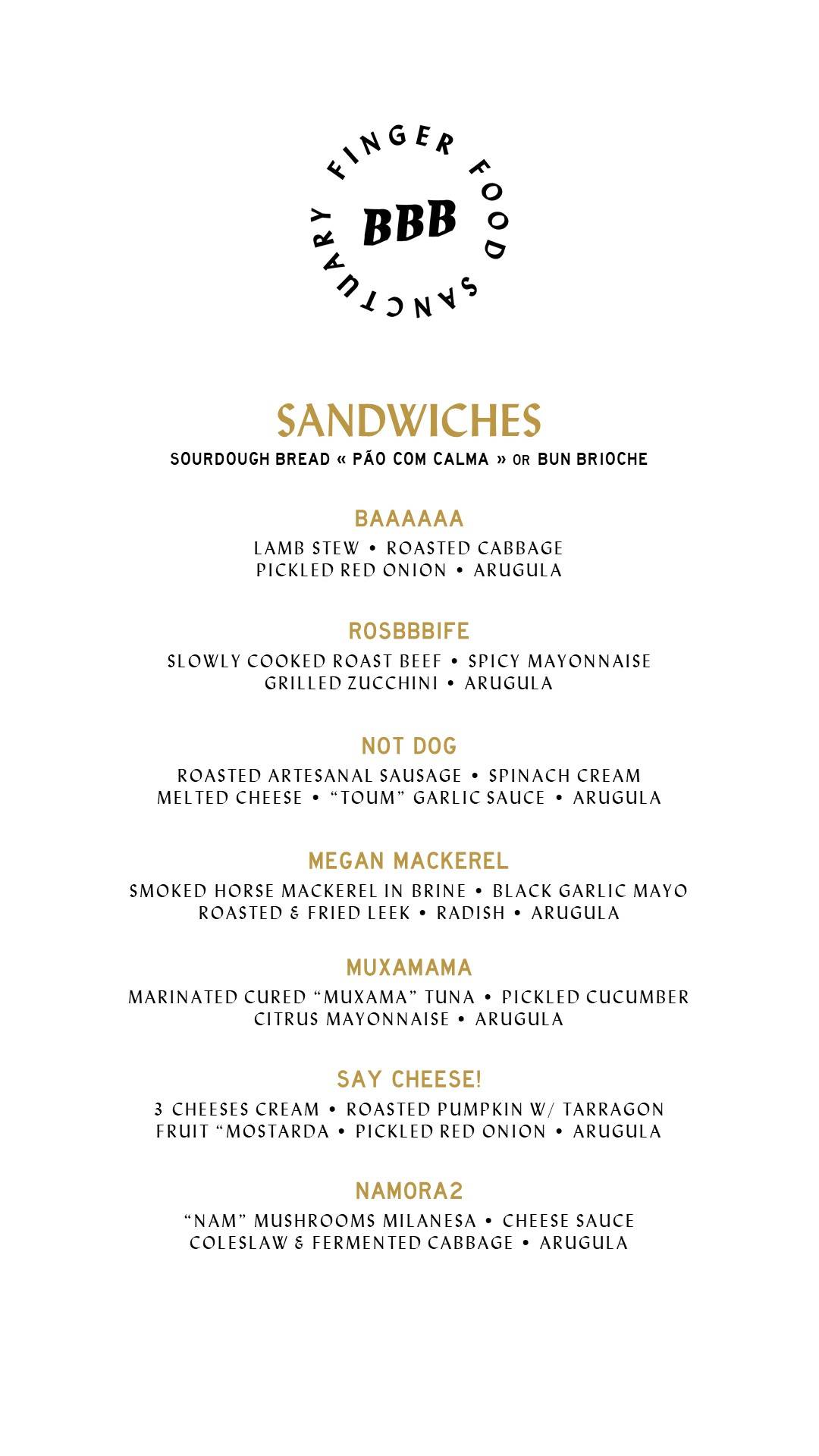 Menu em BBB Taste restaurante, Lisboa