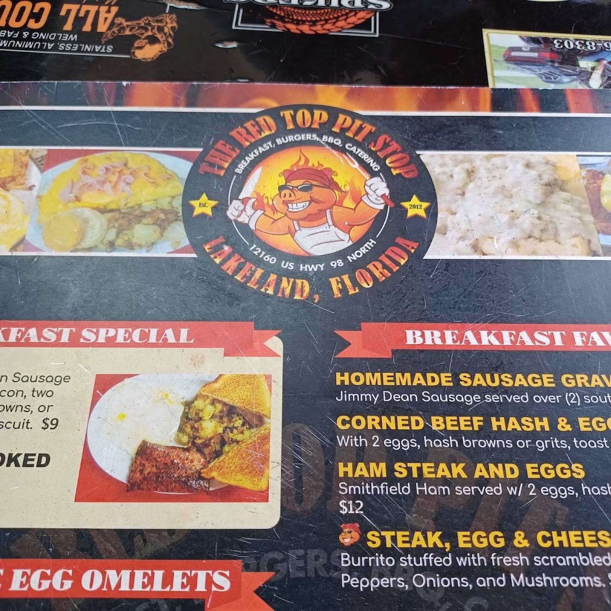 Menu at The Red Top Pit Stop BBQ, Lakeland, US Hwy 98 N