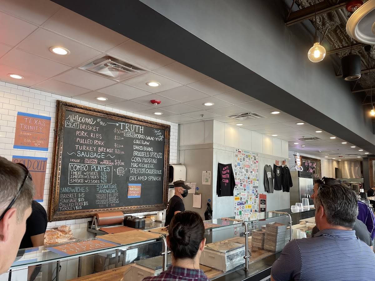 Menu at Truth BBQ, Houston