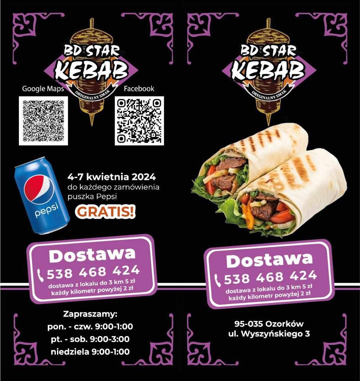 Menu at BD Star Kebab Ozorkow restaurant, Ozorków