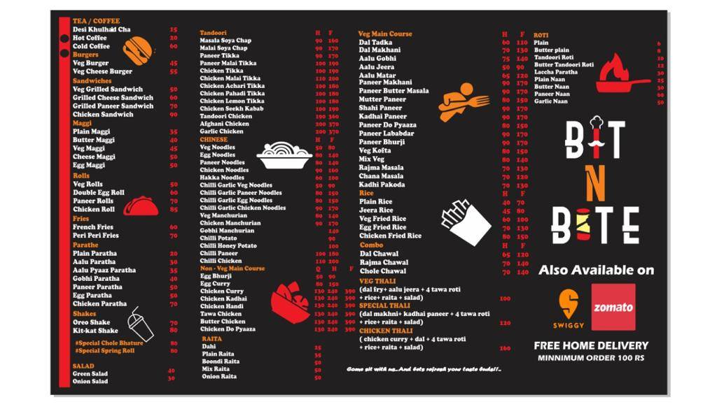 Menu at BIT N BITE, Gurugram