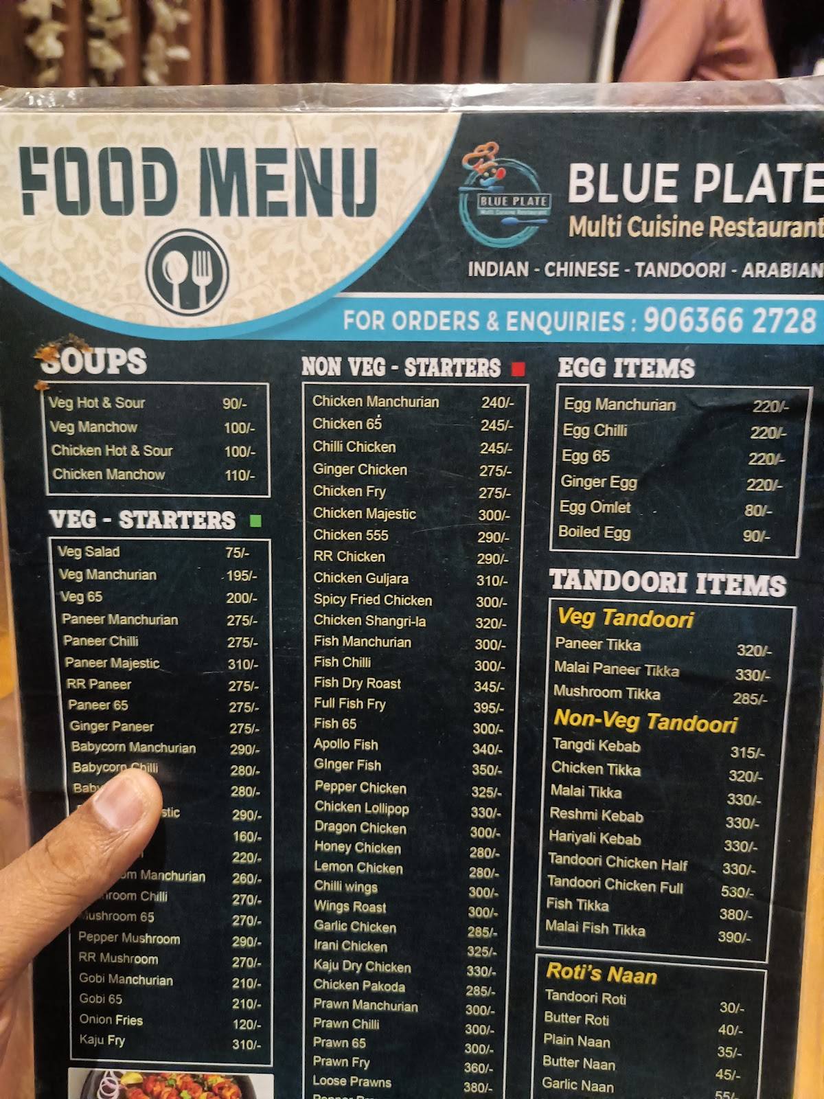 Menu at BLUE PLATE MULTICUISINE, Bapatla