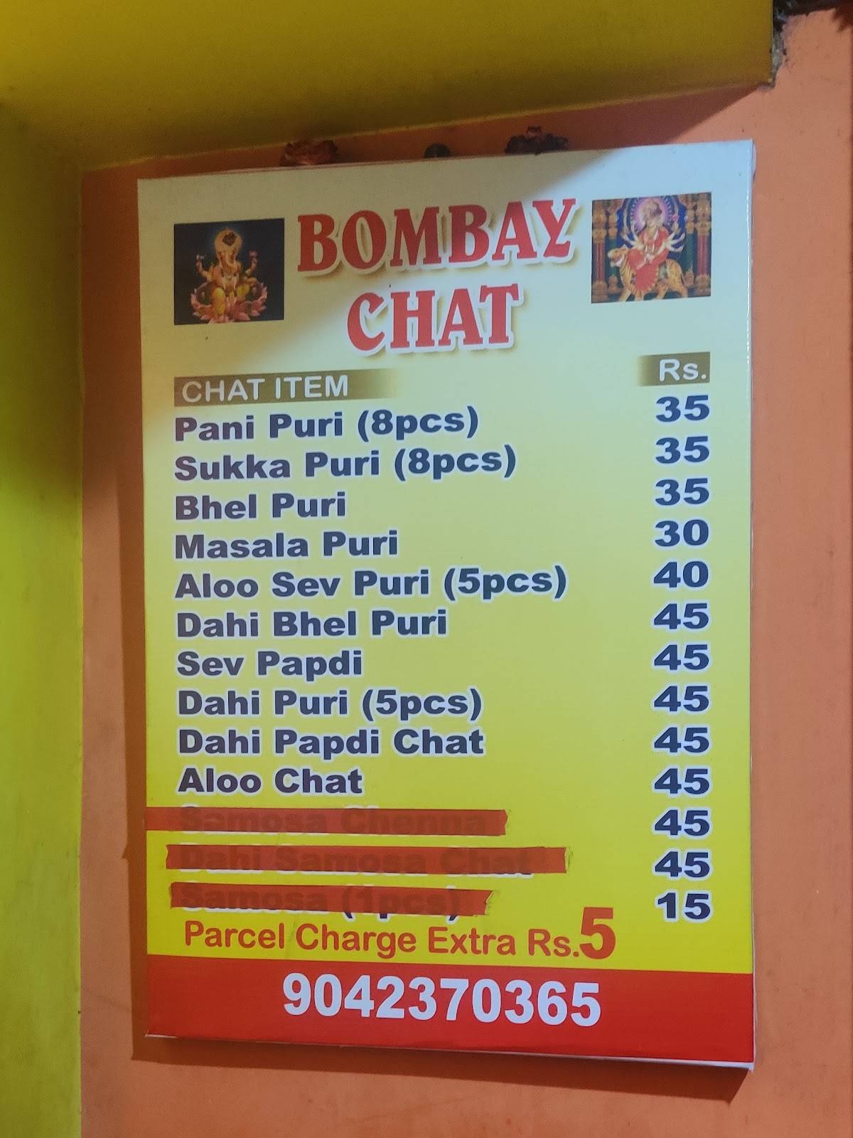 Menu at BOMBAY CHAT, Chennai