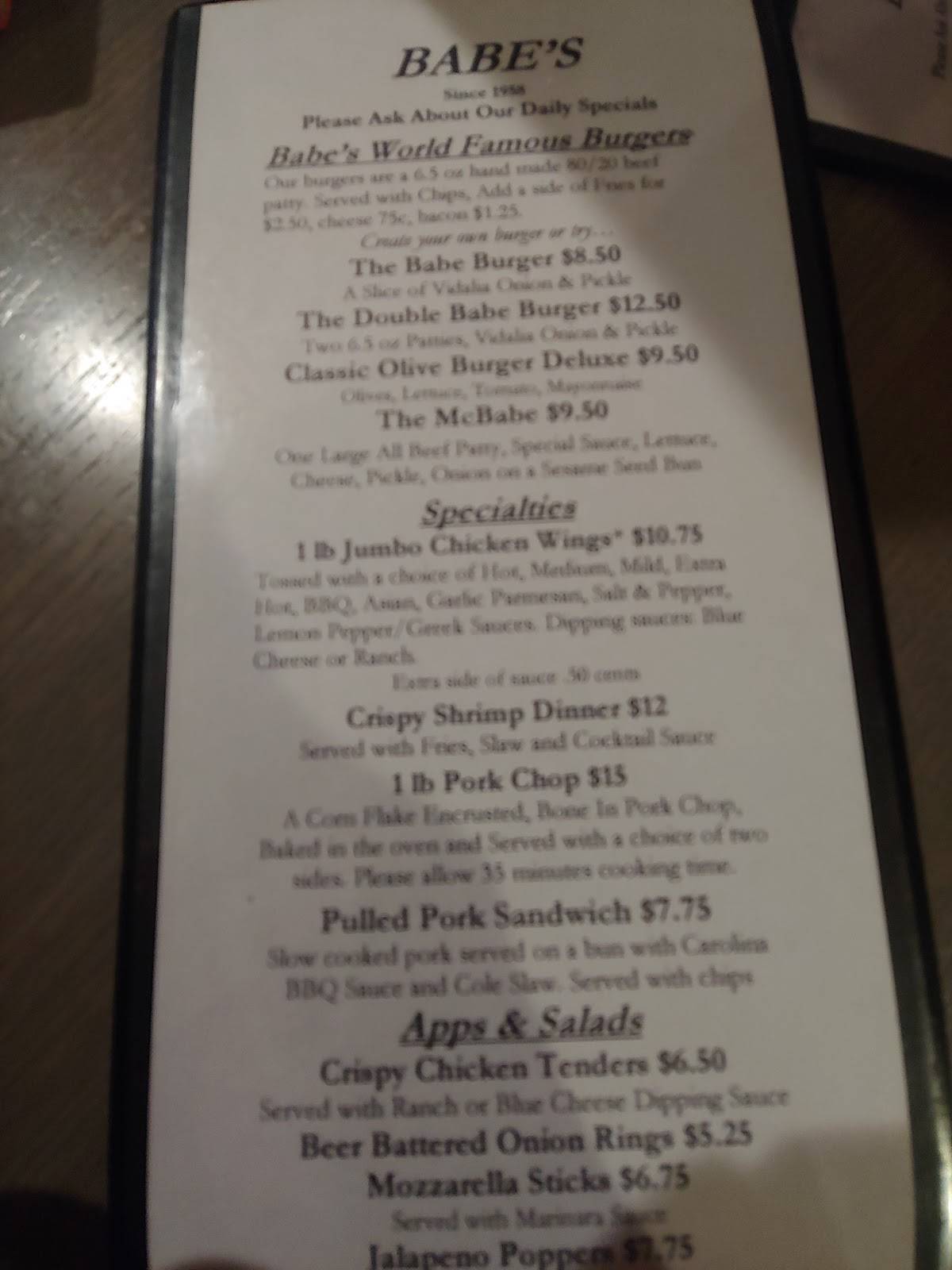 Menu at Babe’s Riverfront Bar & Grill, Benton Harbor