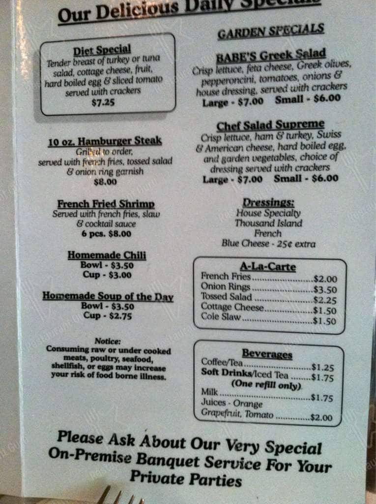 Menu at Babe’s Riverfront Bar & Grill, Benton Harbor