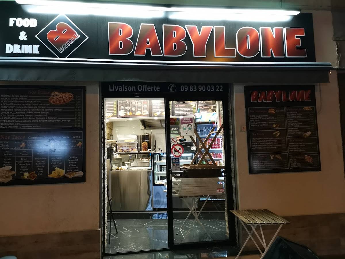 Menu at Babylone restaurant, Marseille