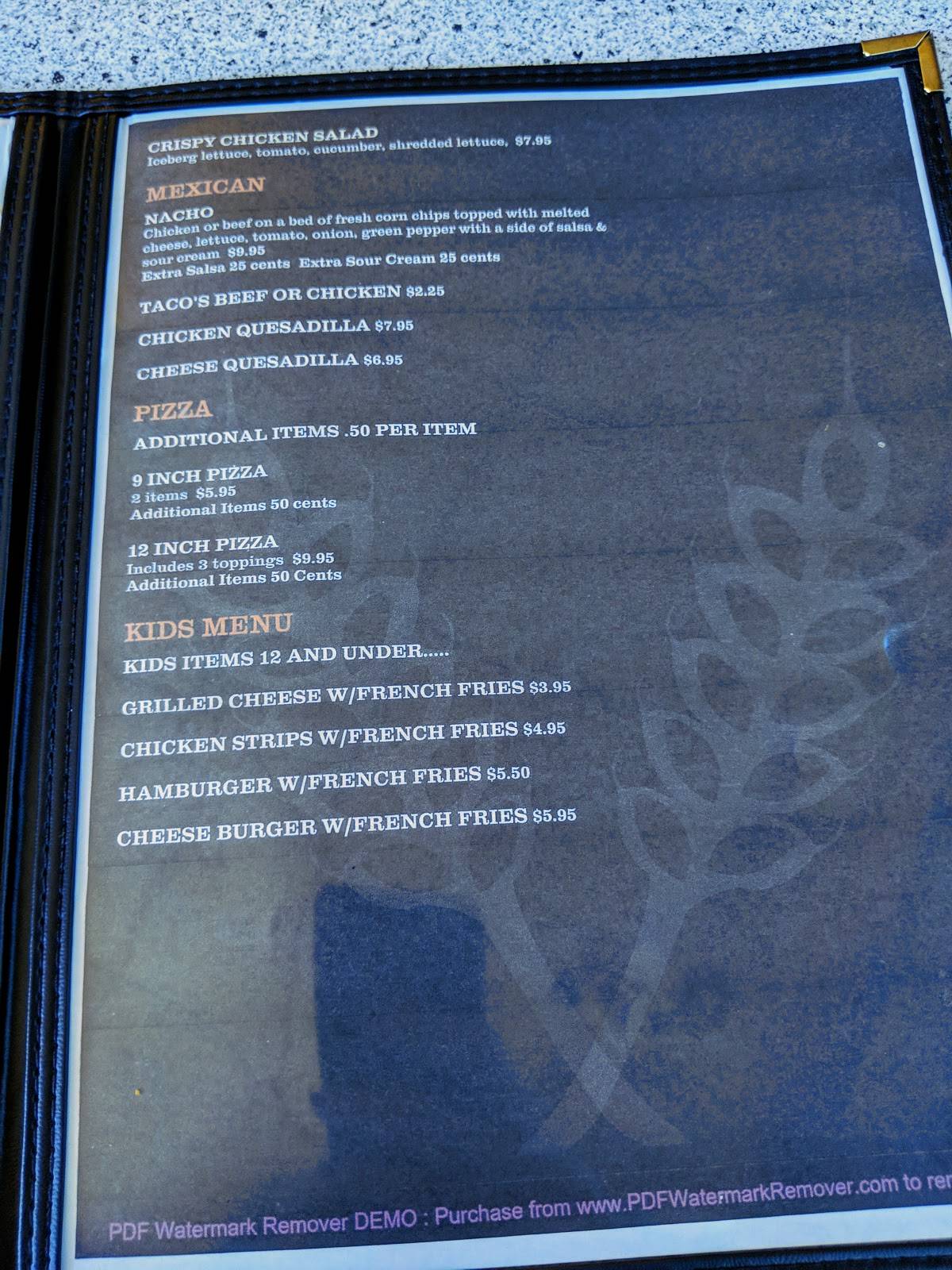 Menu at Backroads Bar And Grill, Holly
