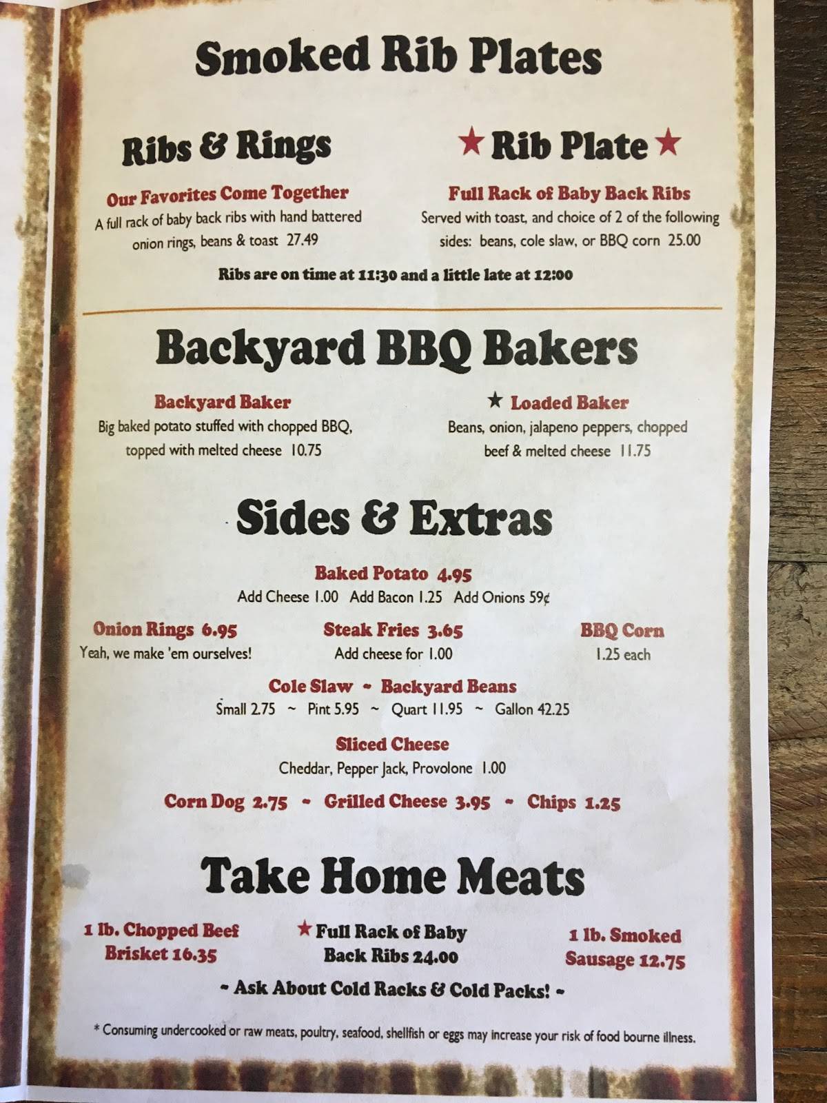 Menu at Backyard Barbeque Co, Magnolia