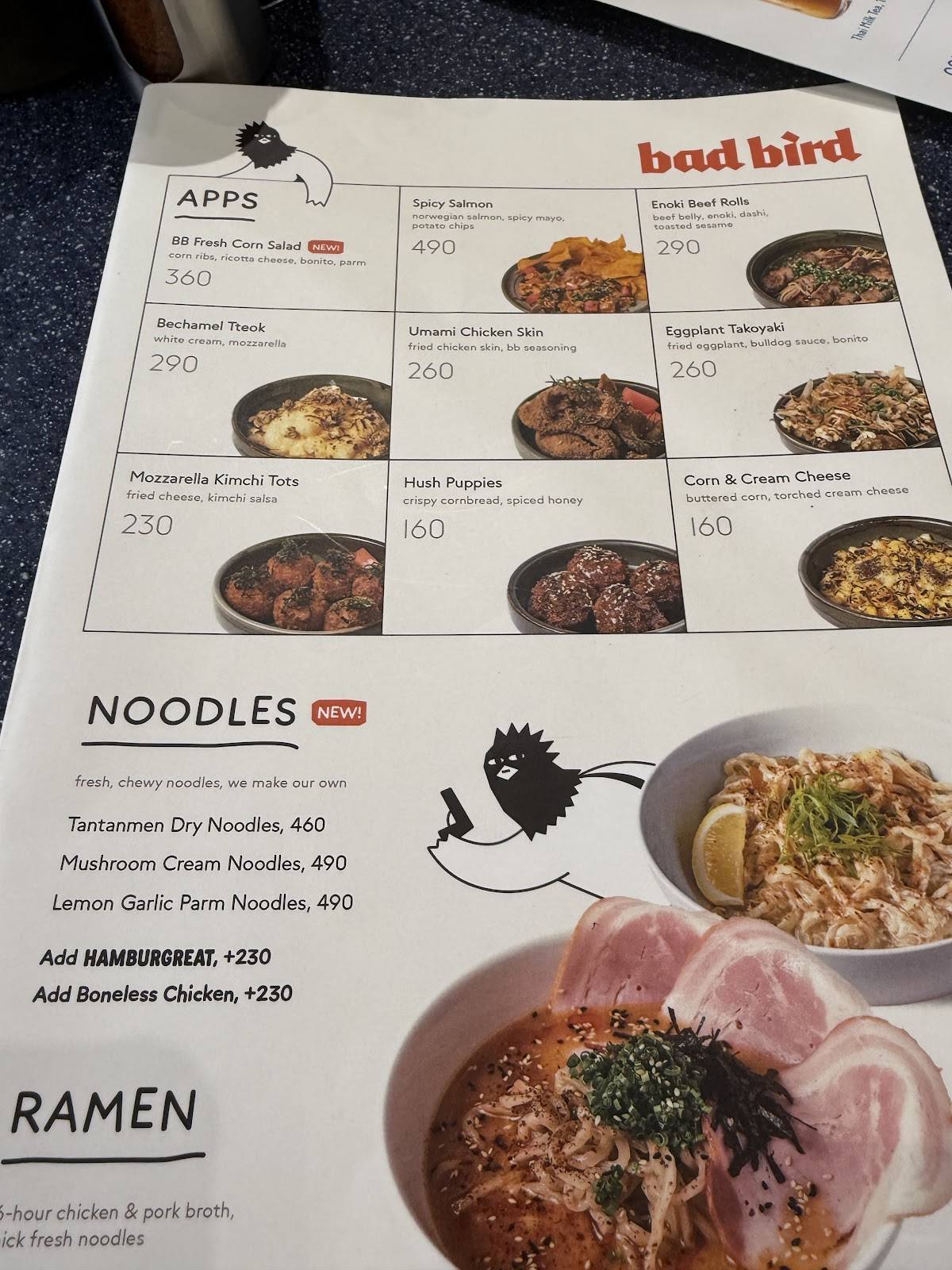 Menu at Bad Bird Megamall restaurant, Mandaluyong, 3F