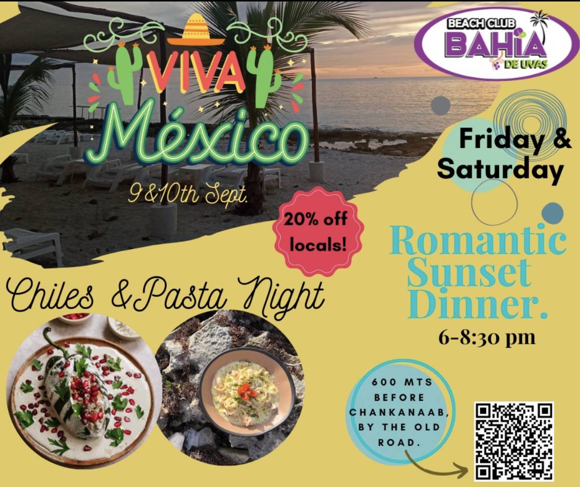 Menu at Bahía de Uvas Beach club., San Miguel de Cozumel