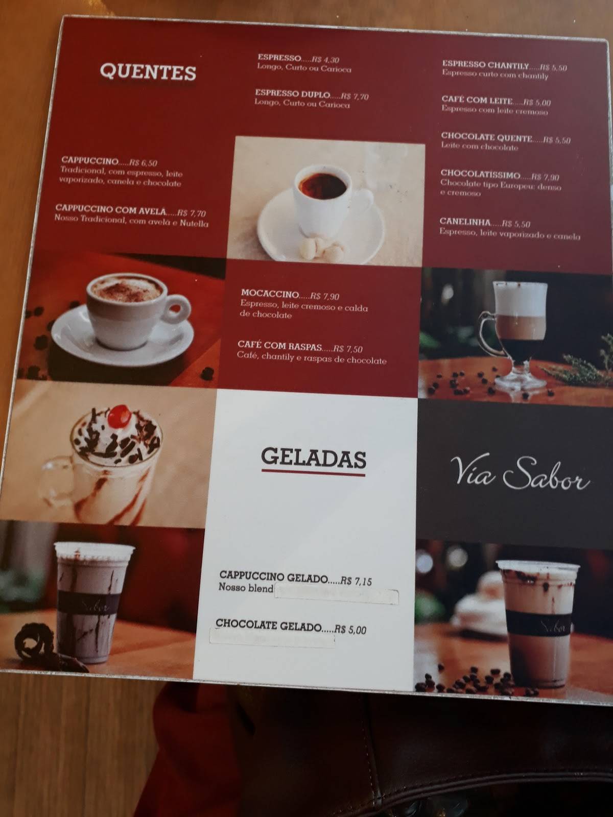 Menu em Via Sabor café, Rio Verde