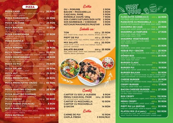 Menu at Balkan Food House, Sânnicolau Mare