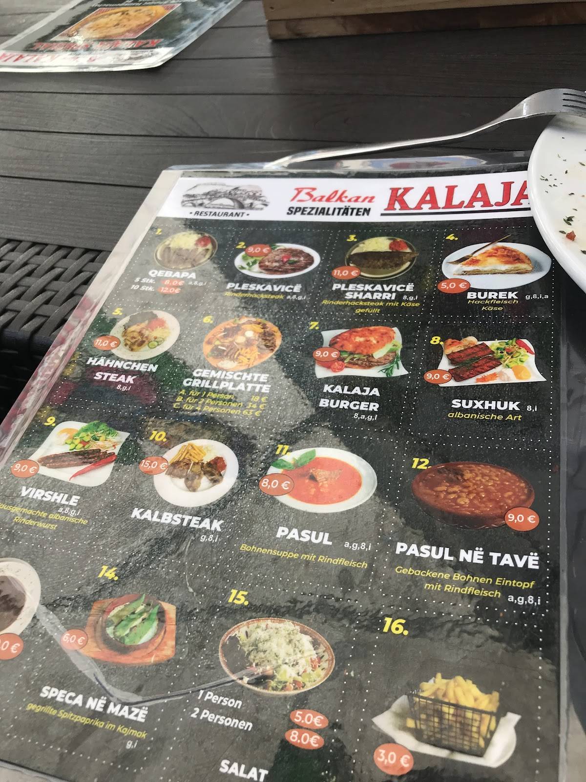 Speisekarte von Balkan Spezialitäten Kalaja restaurant, Weil am Rhein