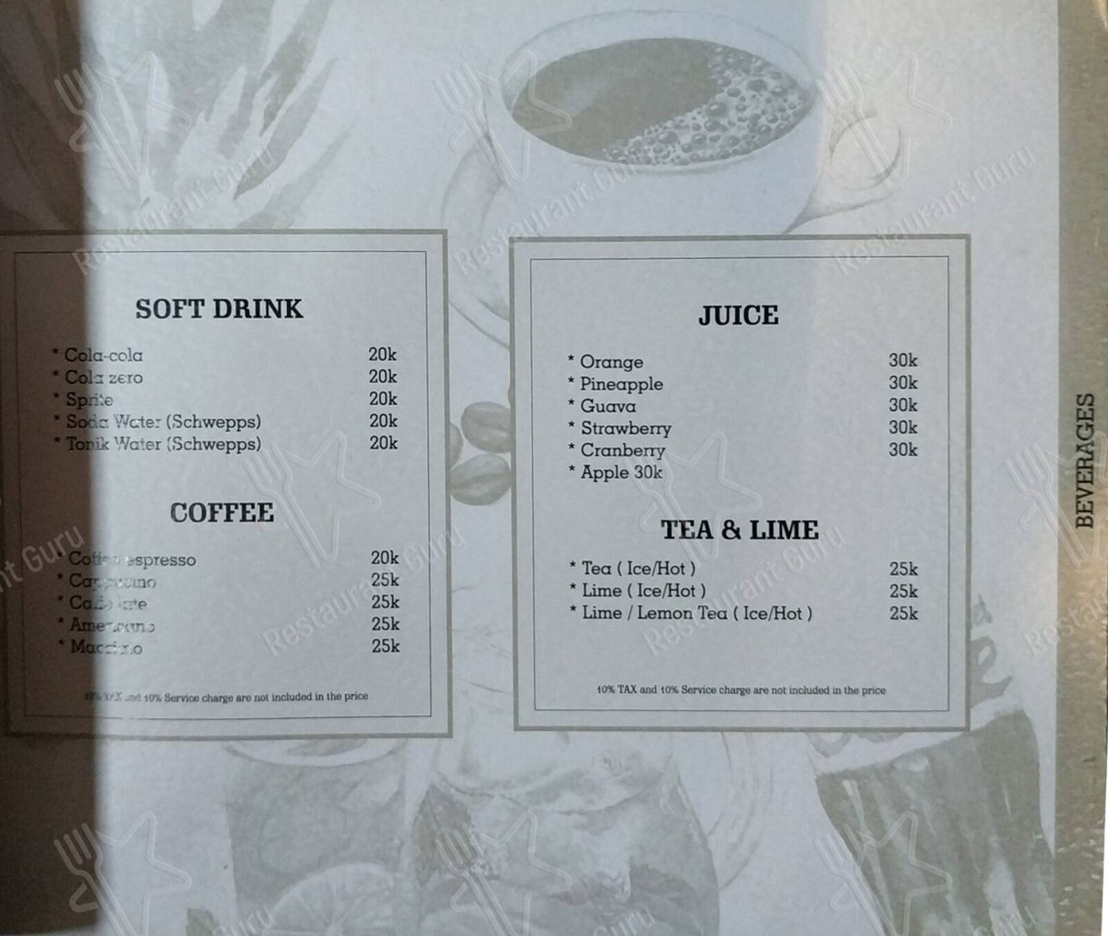 Menu at Balkans restaurant, South Jakarta