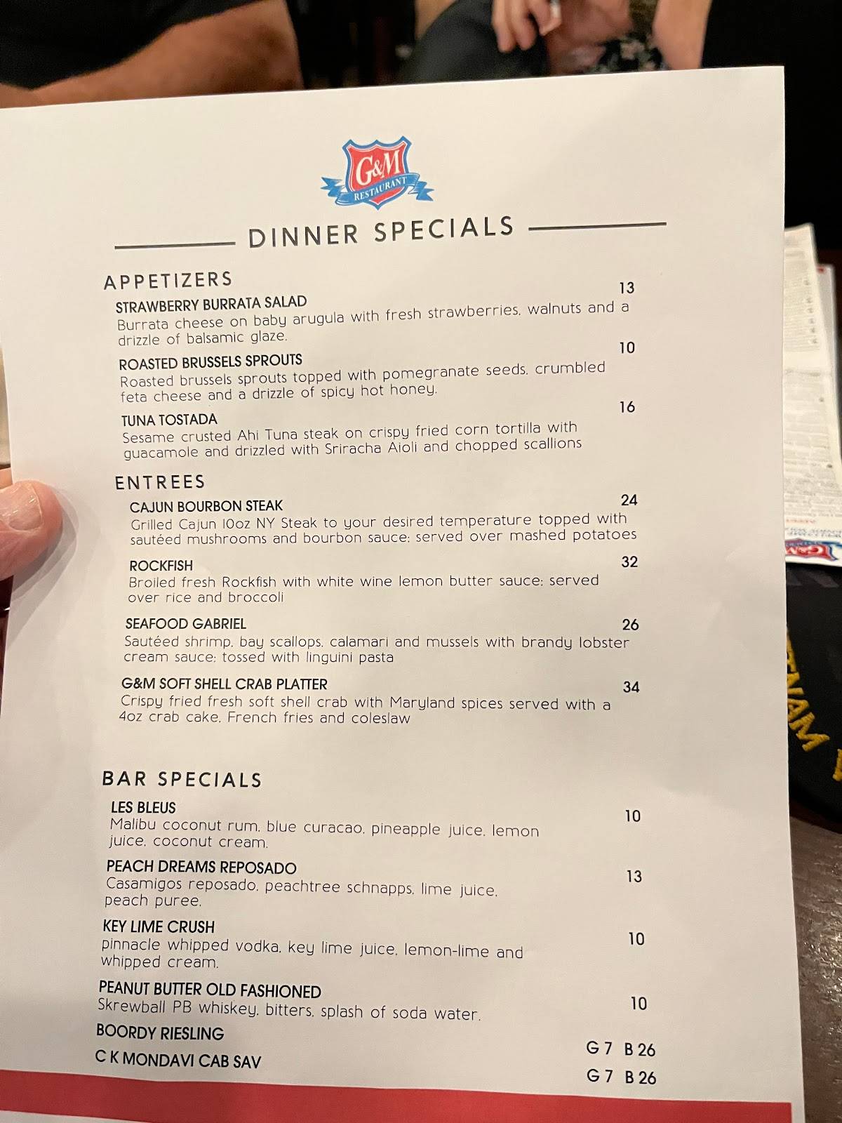 Menu at G & M Restaurant, Linthicum Heights, 804 N Hammonds Ferry Rd