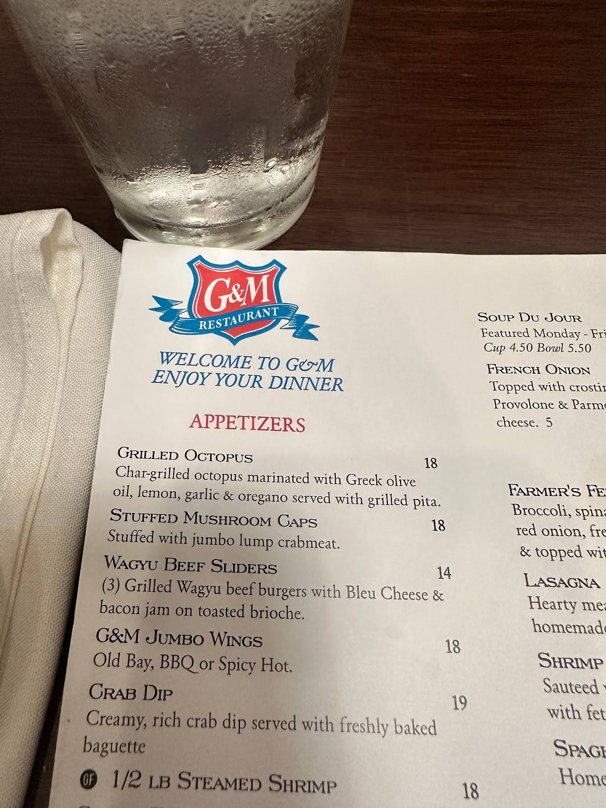 Menu at G & M Restaurant, Linthicum Heights, 804 N Hammonds Ferry Rd