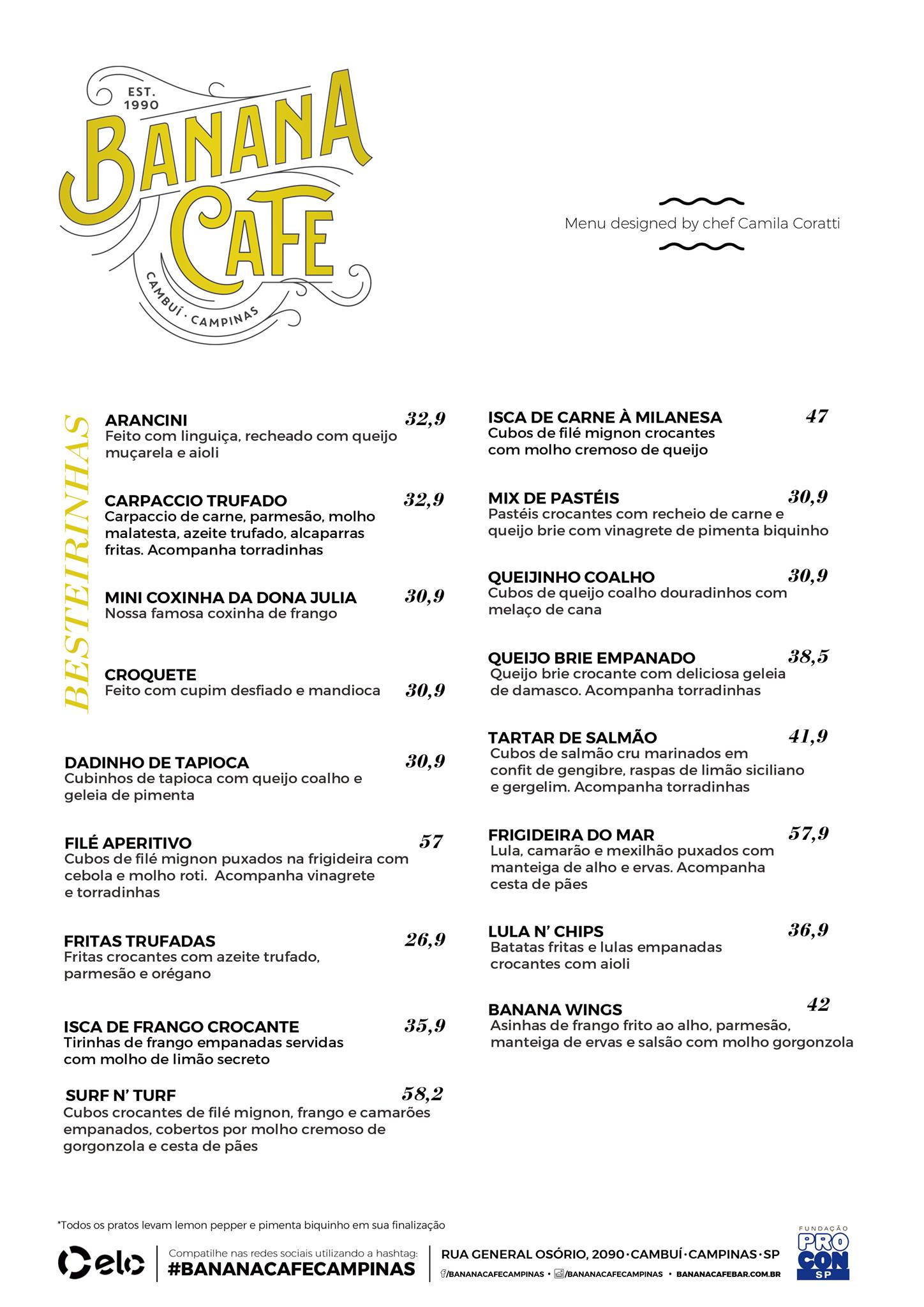 Menu em Banana Café Campinas, Campinas