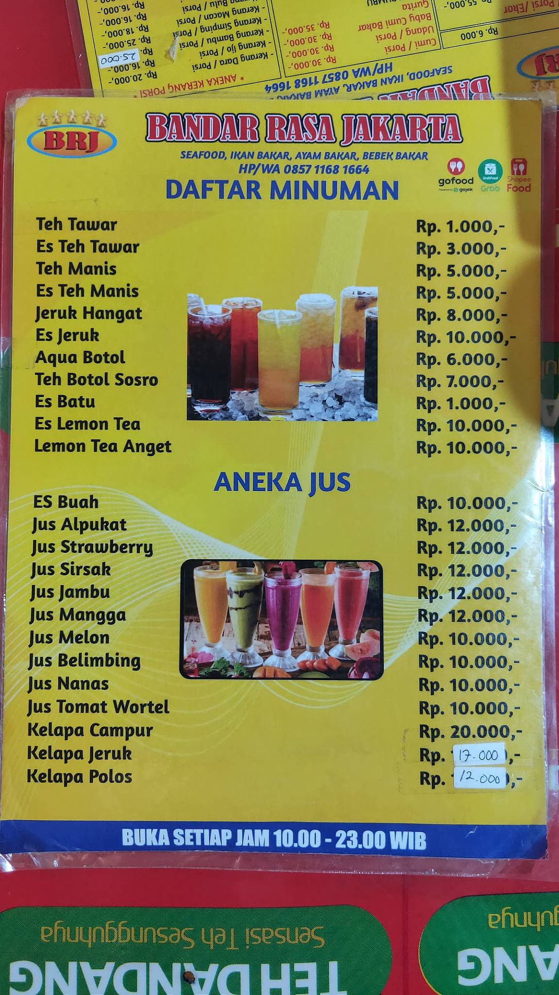 Carta del restaurante Bandar Rasa Jakarta seafood ikan bakar ayam bakar ...