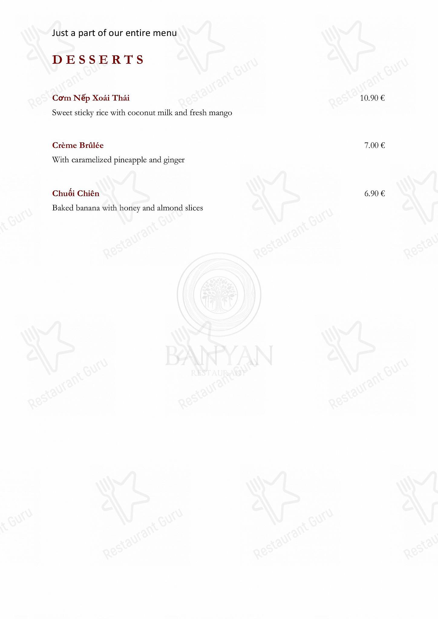 Speisekarte von Banyan restaurant, München