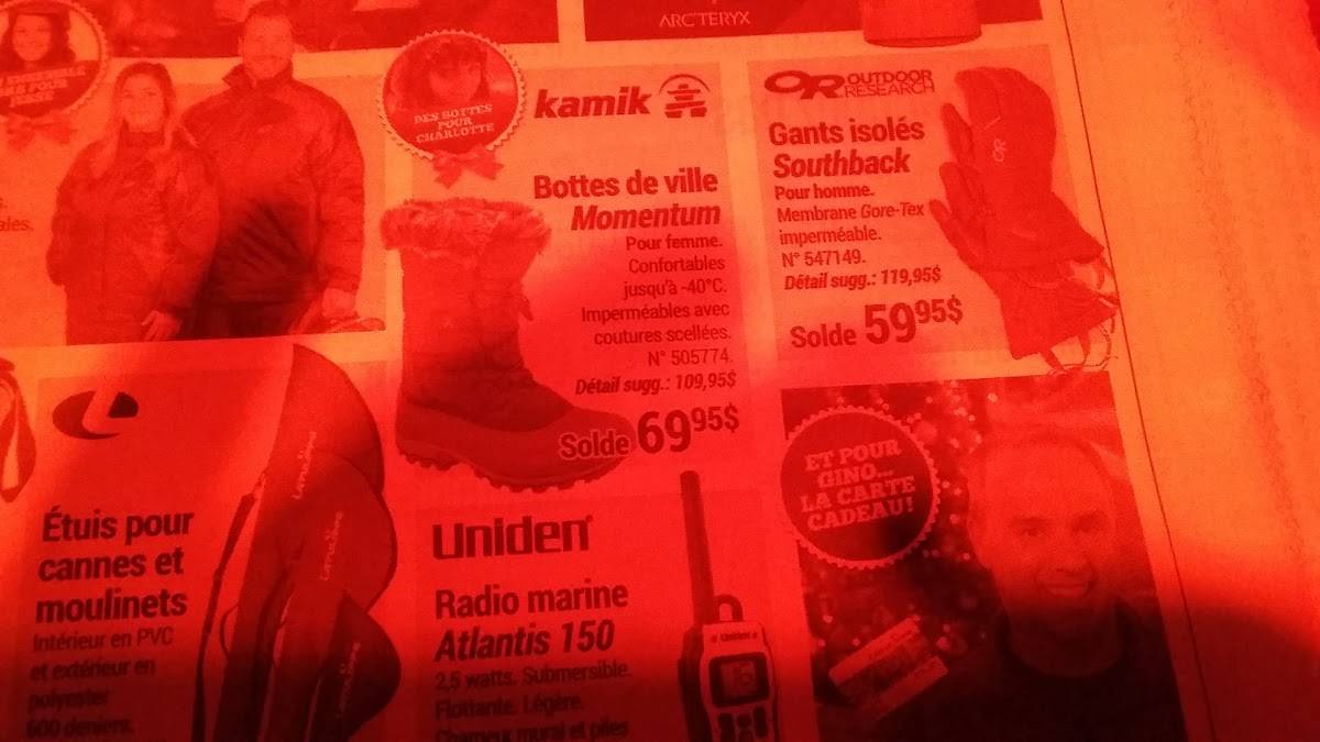 Menu au Red Lounge 2.0, Québec