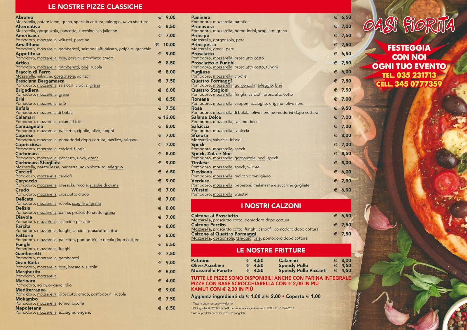 Menu da Bar Pizzeria Oasi Fiorita, Villongo