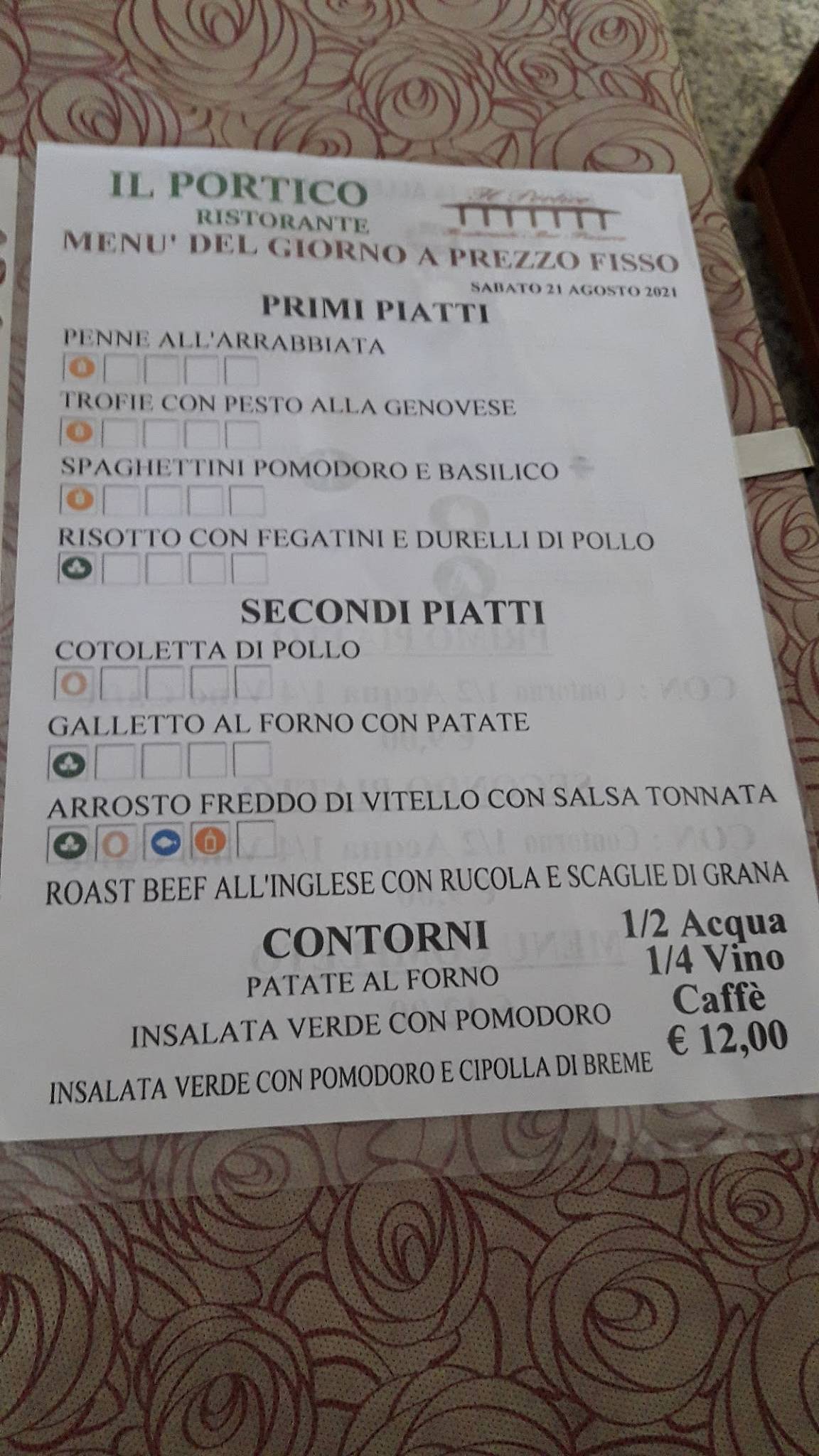 Menu da Bar Ristorante Pizzeria Il Portico, Montalto Pavese