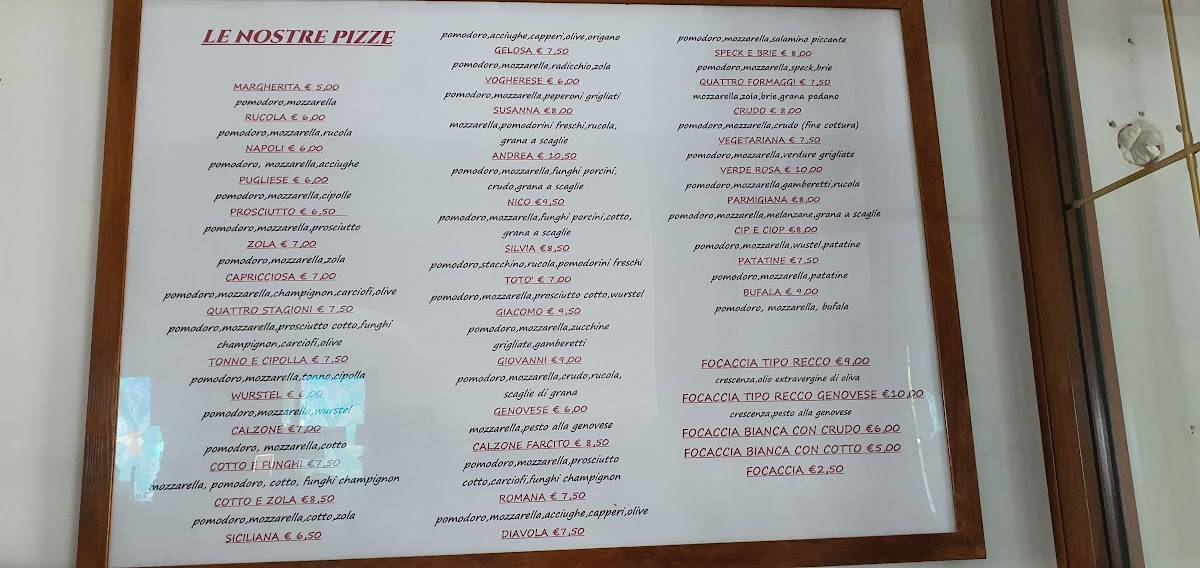 Menu da Bar Ristorante Pizzeria Il Portico, Montalto Pavese
