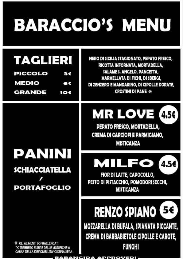 Menu da Baraccio, Catania
