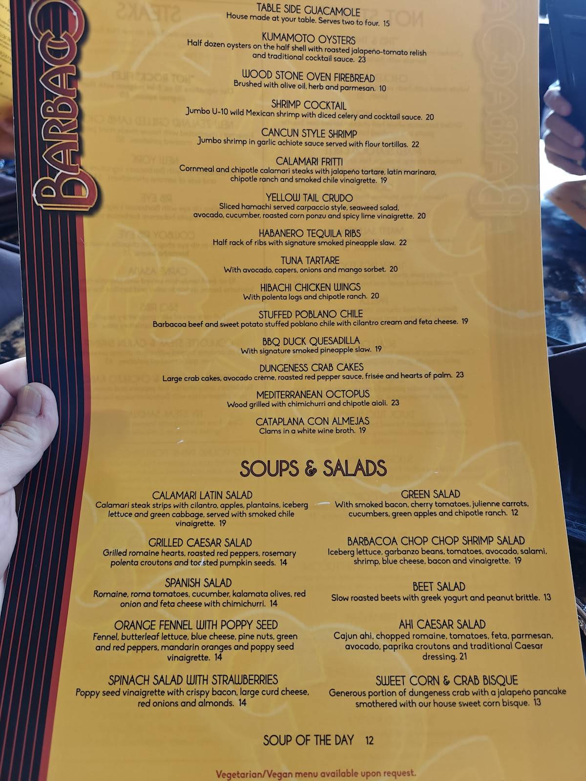 Menu at Barbacoa Grill, Boise