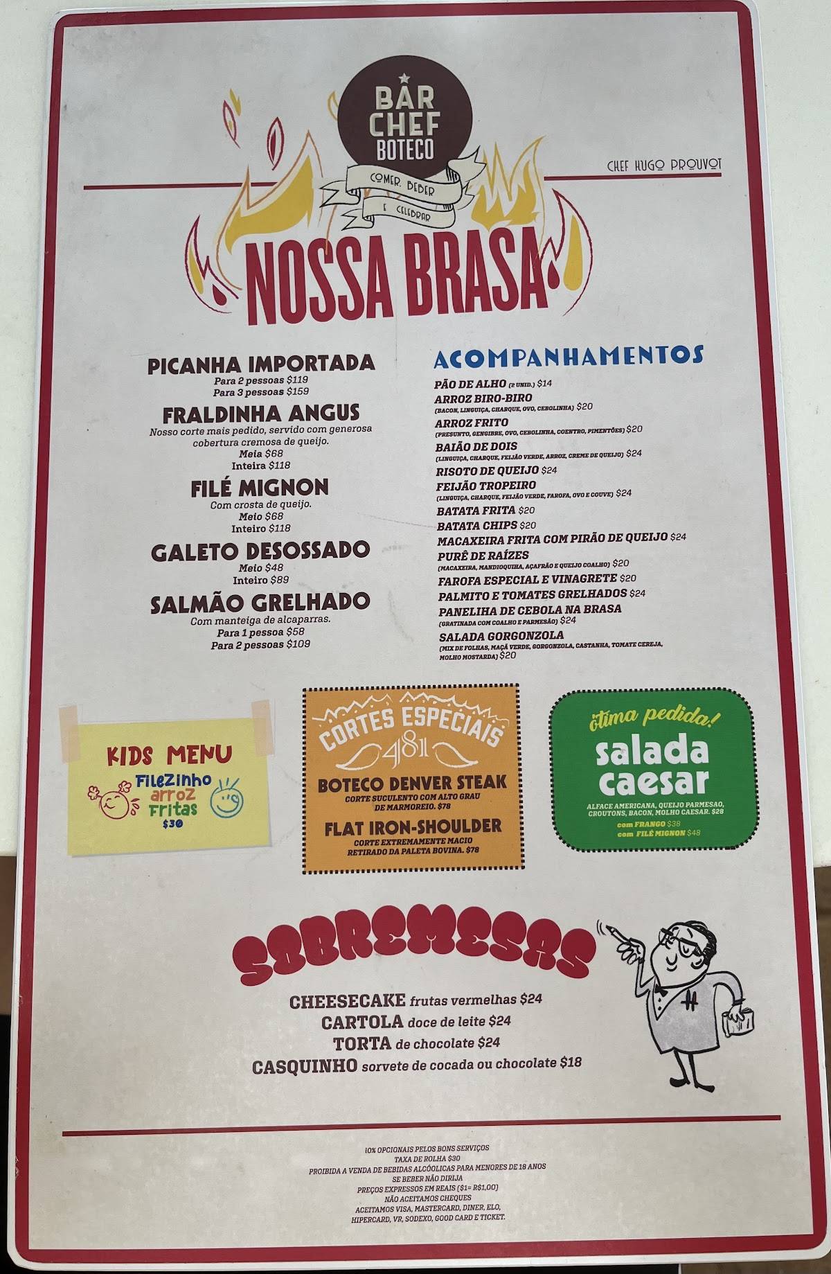 Menu at Barchef Boteco, Recife