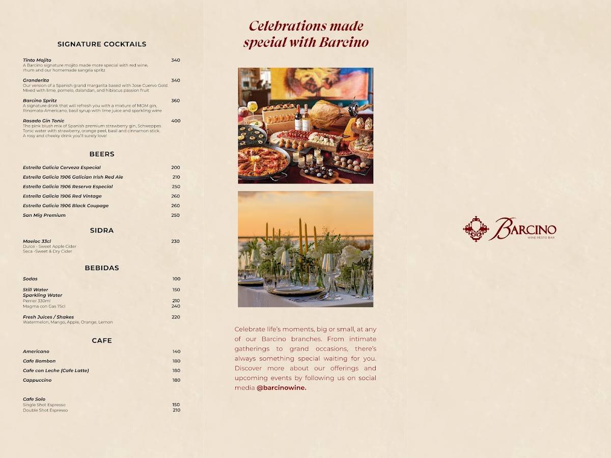 Menu at Barcino - Santolan Town Plaza, San Juan