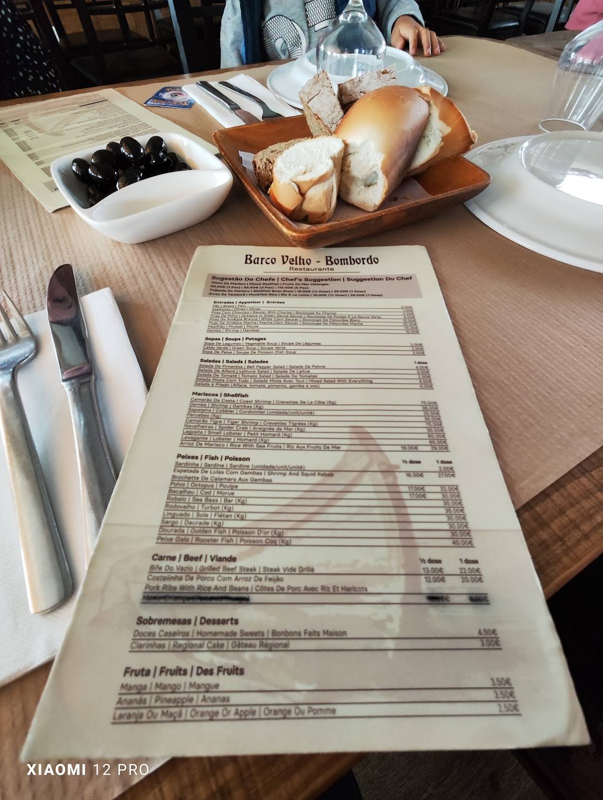 Menu em Pilado Restaurante Barco Velho, Apúlia